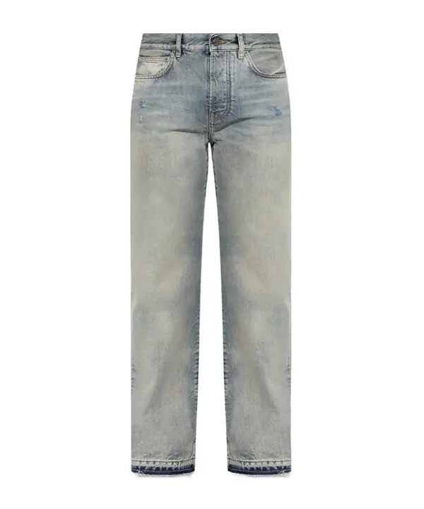 Amiri Vintage Effect Distressed Straight-leg Jeans - Gray