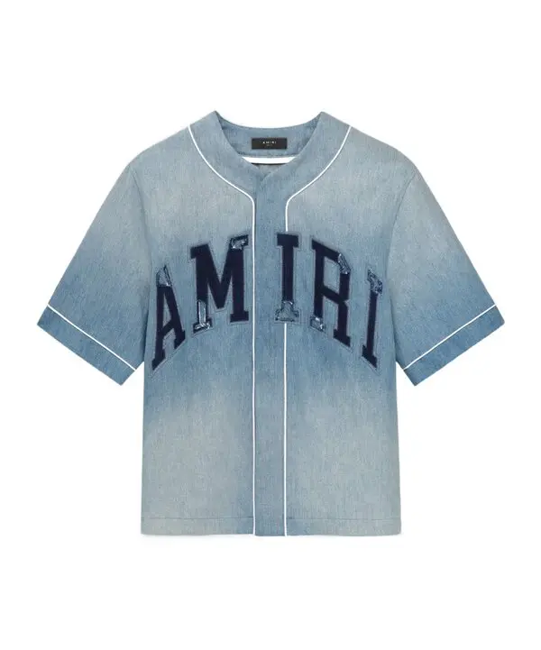 Amiri Logo Printed Denim Shirt - Blue