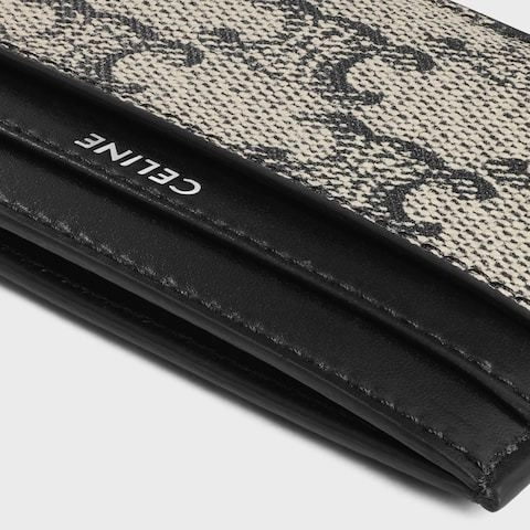 Celine Medium Card Holder In Triomphe Canvas And Calfskin