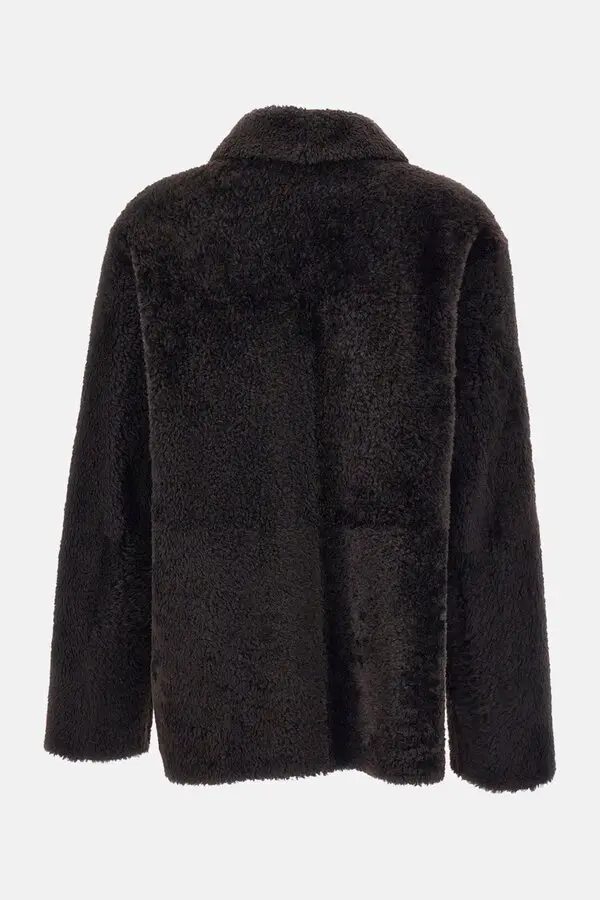 DESA 1972 Reversible Boxy Jacket In Shearling - Marrone