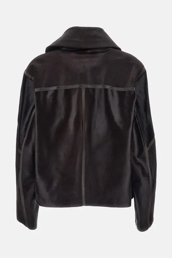 DESA 1972 Reversible Biker Jacket In Shearling - Marrone