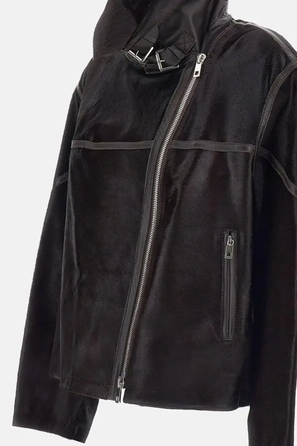 DESA 1972 Reversible Biker Jacket In Shearling - Marrone
