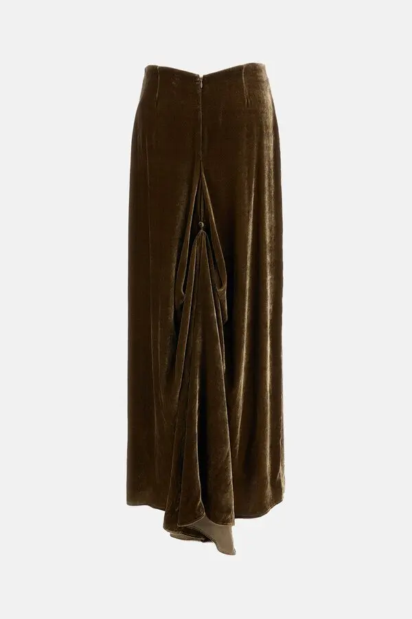 PAROSH Long Skirt In Viscose And Silk Velvet - Brown