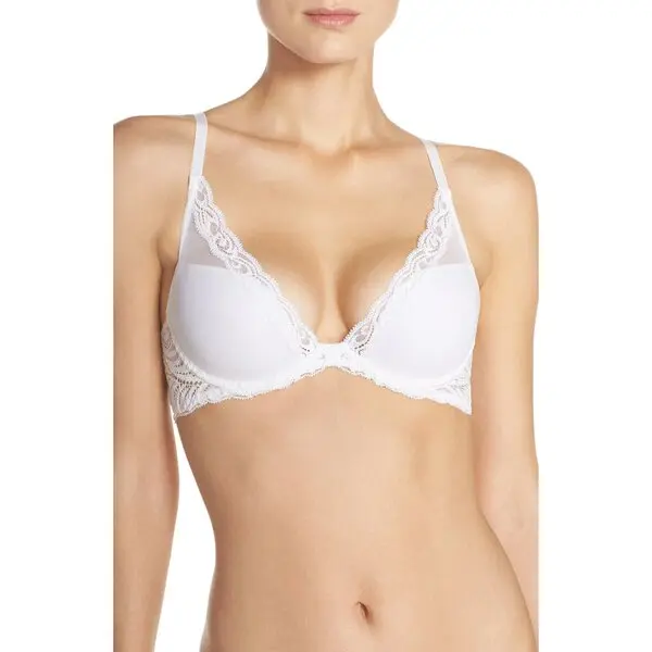 Natori Feathers Plunge T-shirt Basics Bra - White