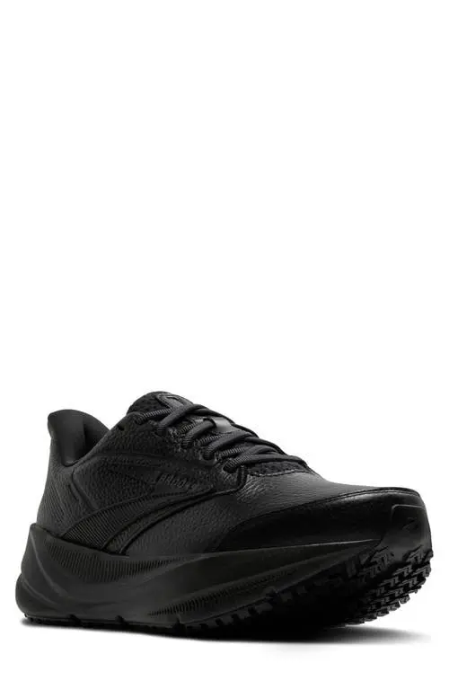 Brooks Ghost Max Slip Resistant Leather Walking Shoe - Black/black