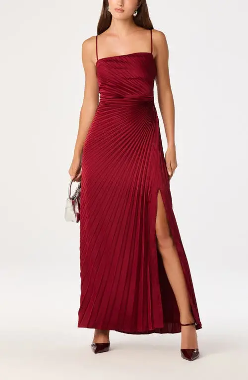 Astr The Label Paulette Pleated Maxi Dress - Wine