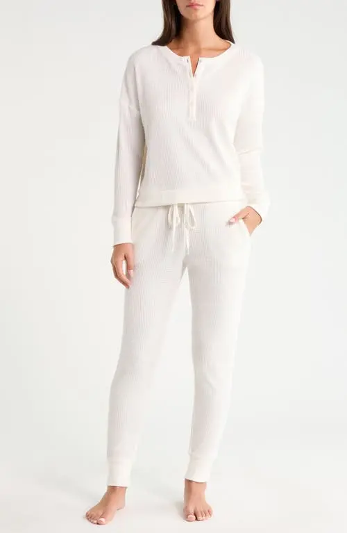 PAPINELLE Waffle Henley Sleep Top - Ecru