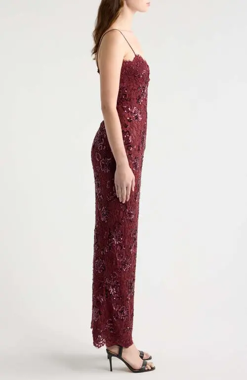 LoveShackFancy Ciona Sequin & Lace Maxi Dress