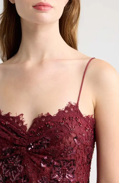 LoveShackFancy Ciona Sequin & Lace Maxi Dress