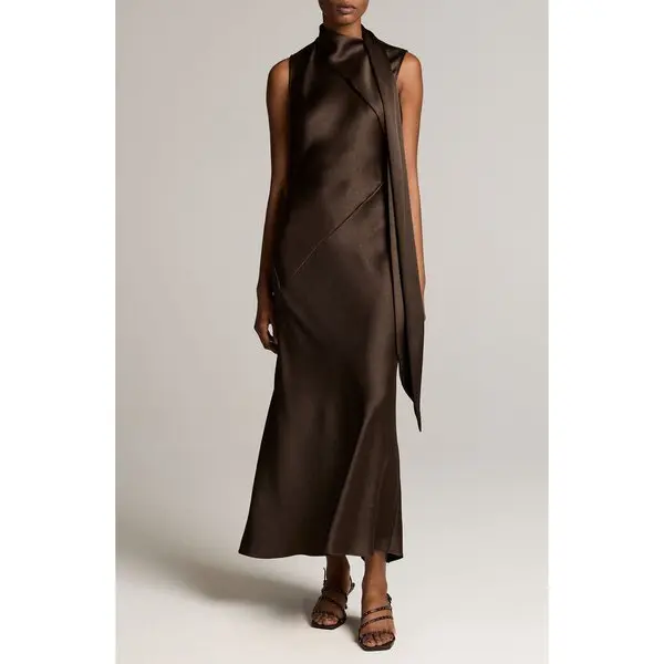 Vince Draped Scarf Tie Sleeveless Dress