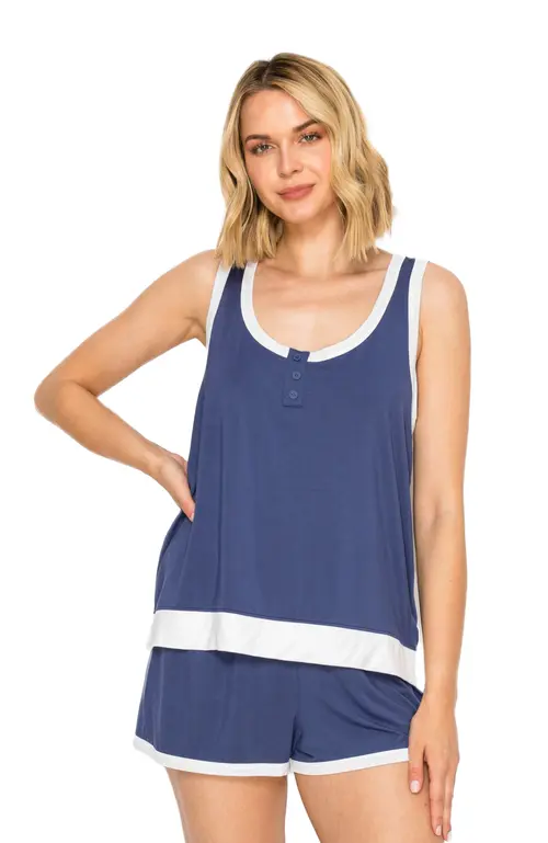 Badgley Mischka Yummy Jersey Racerback Tank & Short Set - Blueberry