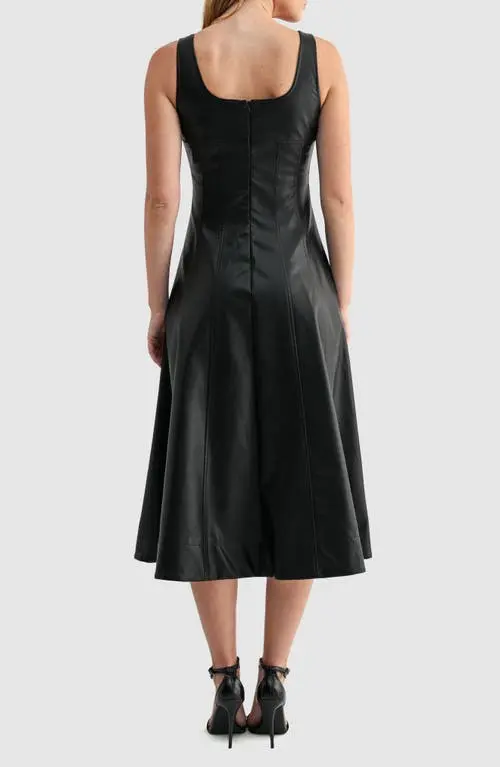 QUINCY MAE Faux Leather A-line Midi Dress