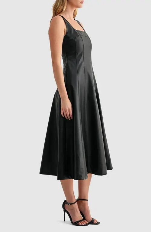 QUINCY MAE Faux Leather A-line Midi Dress