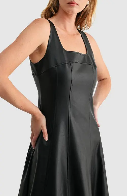 QUINCY MAE Faux Leather A-line Midi Dress