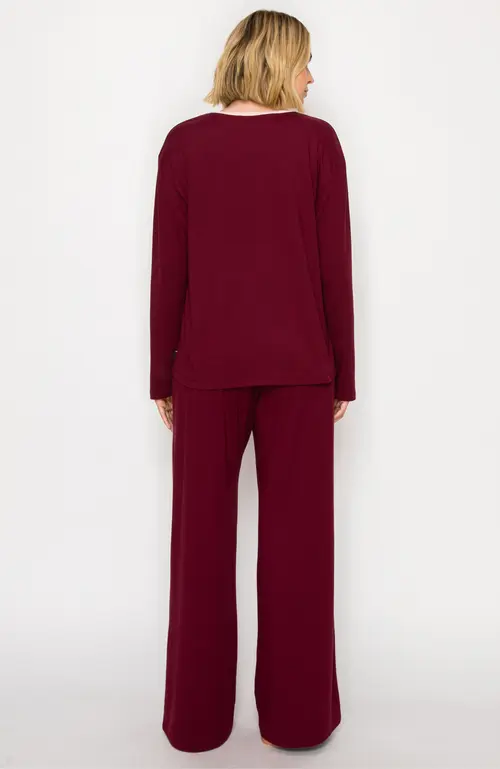 Badgley Mischka Yummy Jersey Crew Neck Print Top & Wide Leg Pants Set