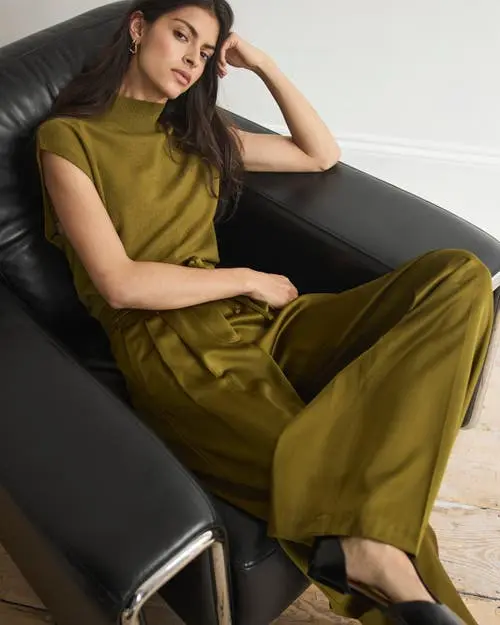 Mint Velvet Satin Wide Leg Trousers