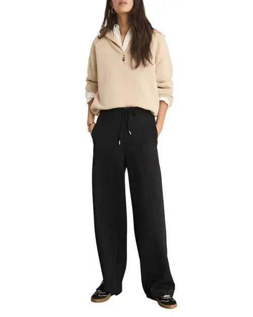 Mint Velvet Side Stripe Barrel Trousers - Black