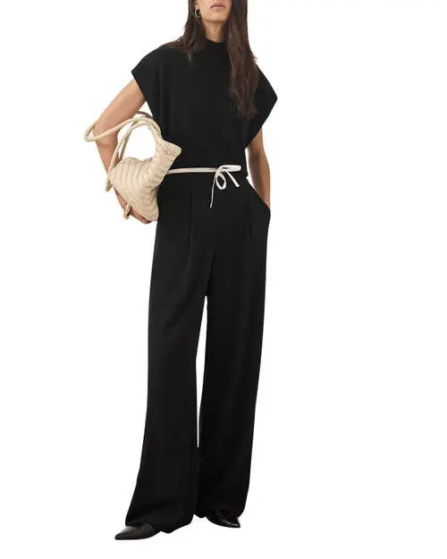 Mint Velvet Contrast Waist Wide Leg Trousers