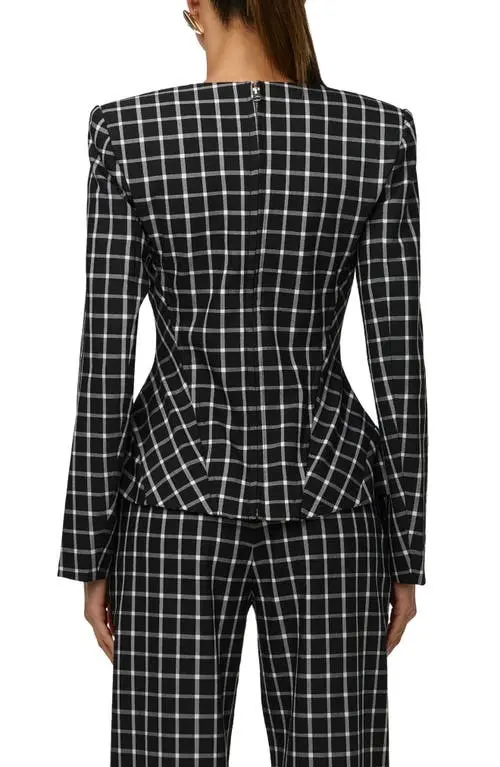 Naked Wardrobe Check Suiting Blazer With Satin Bows