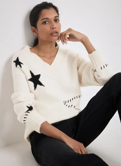 Mint Velvet Star Knit Jumper Long Sleeve Regular Cardigan