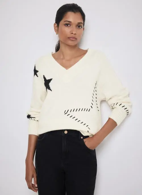 Mint Velvet Star Knit Jumper Long Sleeve Regular Cardigan