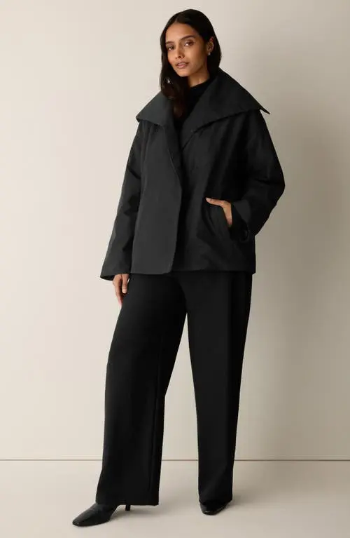 Eileen Fisher High Collar Short Padded Coat