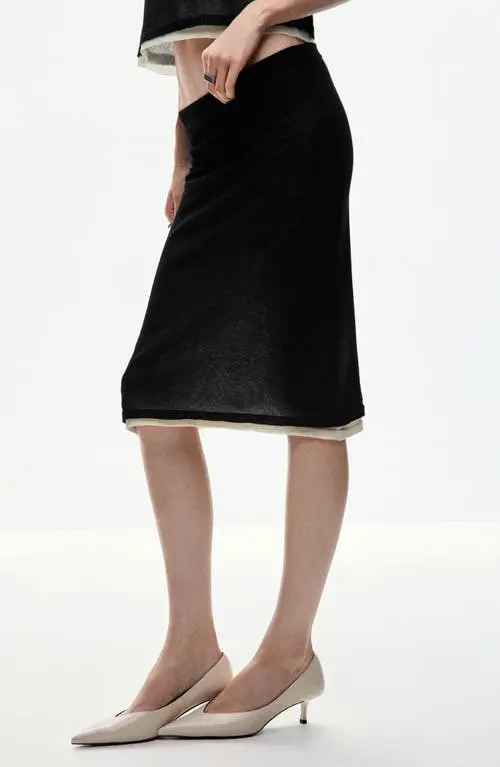 Mango Colorblock Knit Midi Skirt