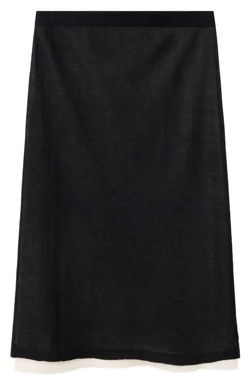 Mango Colorblock Knit Midi Skirt
