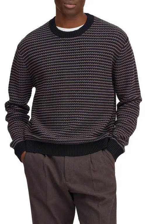 Nn07 Russel Stripe Organic Cotton & Wool Crewneck Sweater - Navy Multi