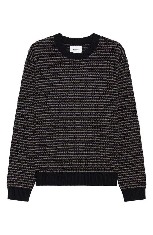 Nn07 Russel Stripe Organic Cotton & Wool Crewneck Sweater - Navy Multi