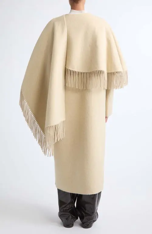 RÓHE Fringe Wool & Alpaca Double Face Coat With Cape - Butter