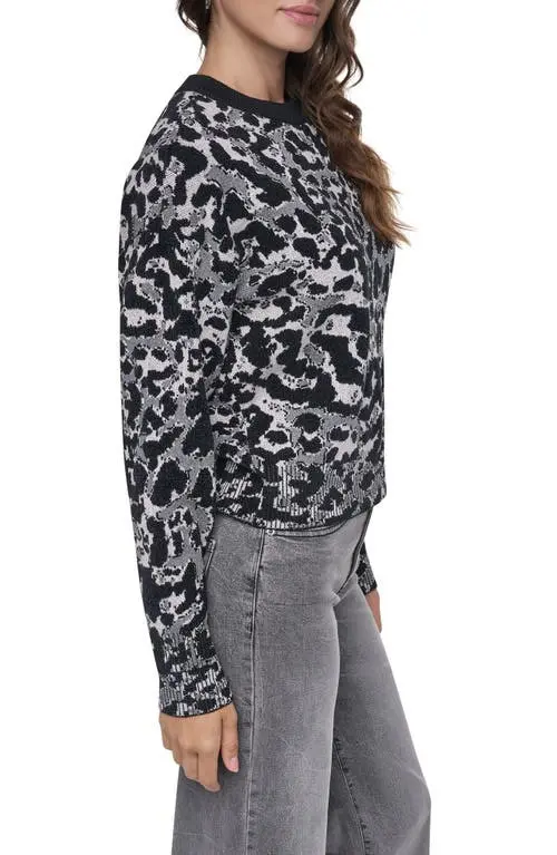 Dkny Leopard Jacquard Crewneck Sweater