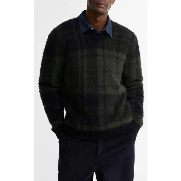 Barbour Hunham Tartan V-neck Sweater - Black