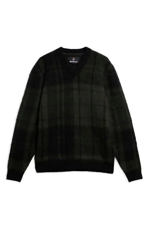 Barbour Hunham Tartan V-neck Sweater - Black