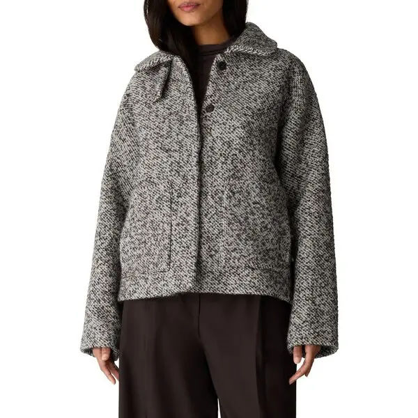 Eileen Fisher Marled Wool Blend Classic Collar Coat
