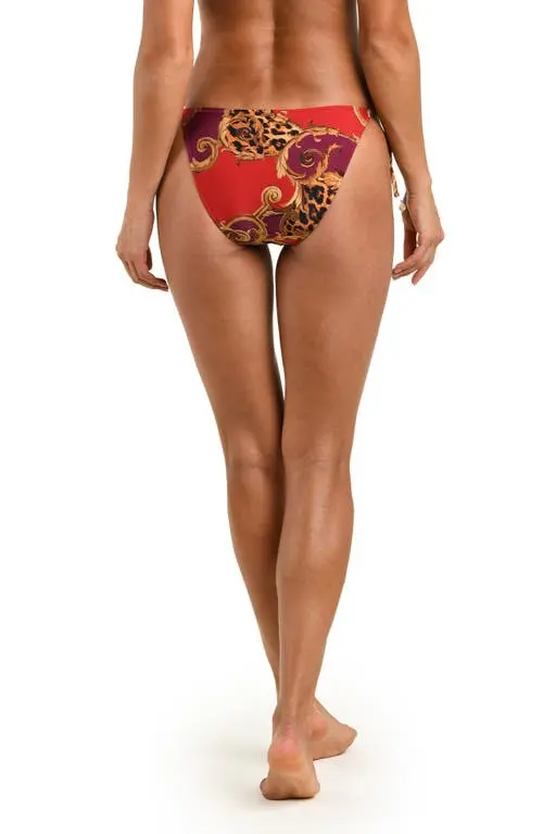 L'AGENCE Baroque Leopard Side Tie Bikini Bottom