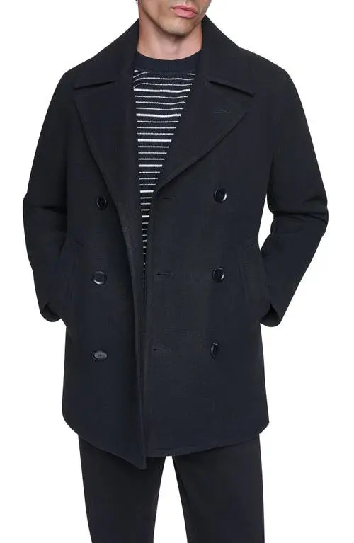 Dkny Double Breasted Peacoat - Black