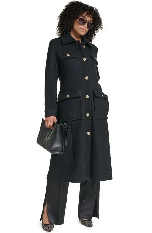 Karl Lagerfeld Paris Boiled Wool Blend Coat