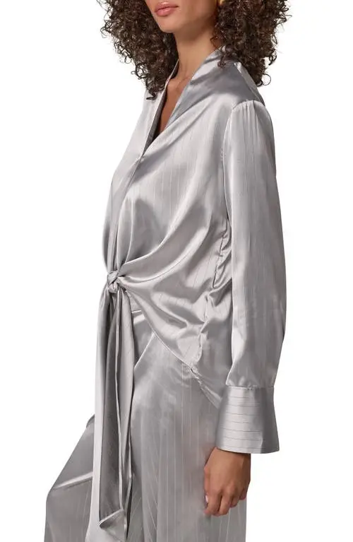 Donna Karan New York Pinstriped Tie Front Wrap Shirt