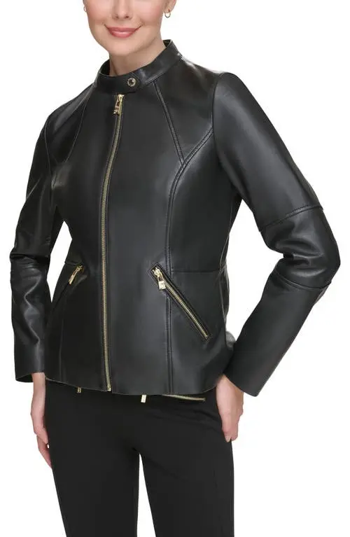 Karl Lagerfeld Paris Leather Moto Jacket