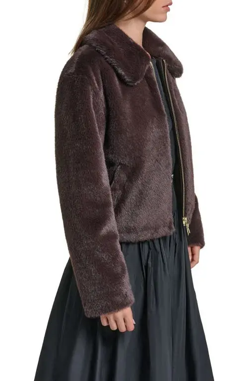 Karl Lagerfeld Paris Bow Puller Faux Fur Jacket
