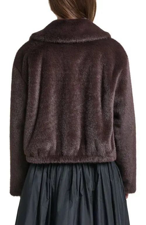 Karl Lagerfeld Paris Bow Puller Faux Fur Jacket - Java