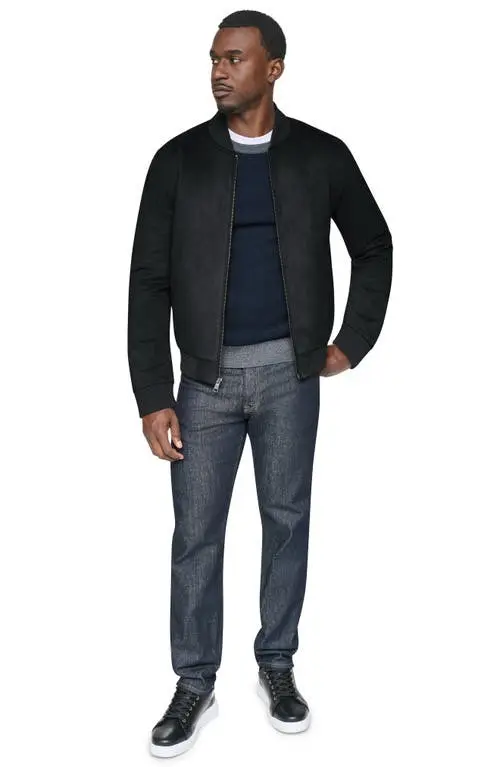 Dkny Faux Suede Bomber Jacket - Black