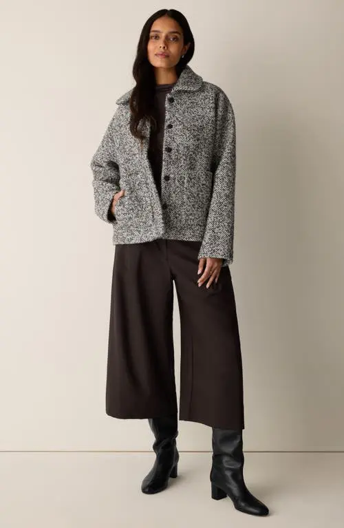 Eileen Fisher Classic Collar Marled Wool & Alpaca Blend Coat