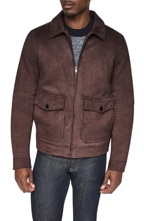 Dkny Faux Suede Trucker Jacket - Chocolate