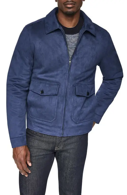 Dkny Faux Suede Trucker Jacket - Navy