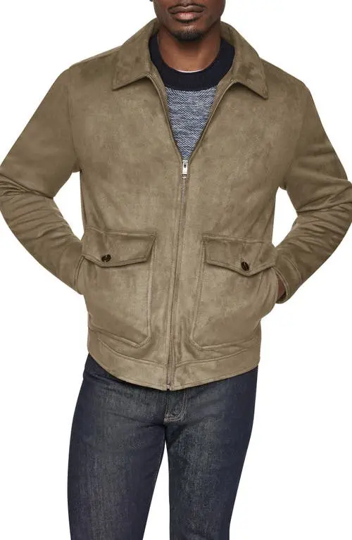 Dkny Faux Suede Trucker Jacket - Olive