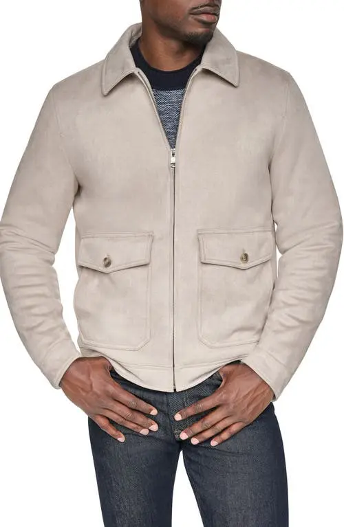 Dkny Faux Suede Trucker Jacket - Stone