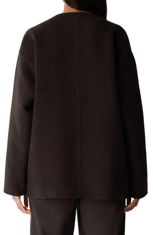 Eileen Fisher Round Neck Wool Short Coat
