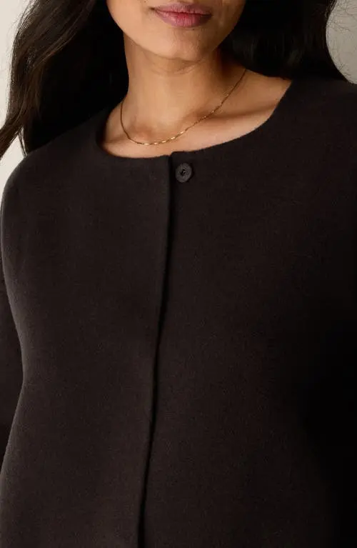 Eileen Fisher Round Neck Wool Short Coat